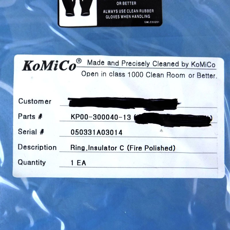 KoMiCo / AMAT KP00-300040-13 Quartz Cathode Ring Insulator, SN ...