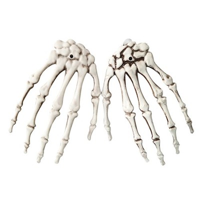 1 Pair Halloween Skeleton Plastic Fake Human Hand Bone Realistic Scary ...