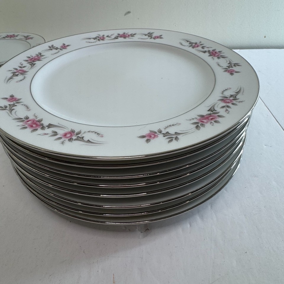 Pageant Diamond China Japan Pink Floral Dinner Plates Lot Set of 8 Each ...
