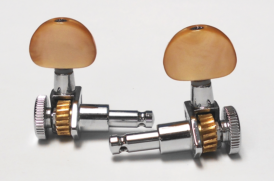 Hipshot Guitar Tuners (3+3) Grip-Lock Open Chrome, Half-Moon Amber ...