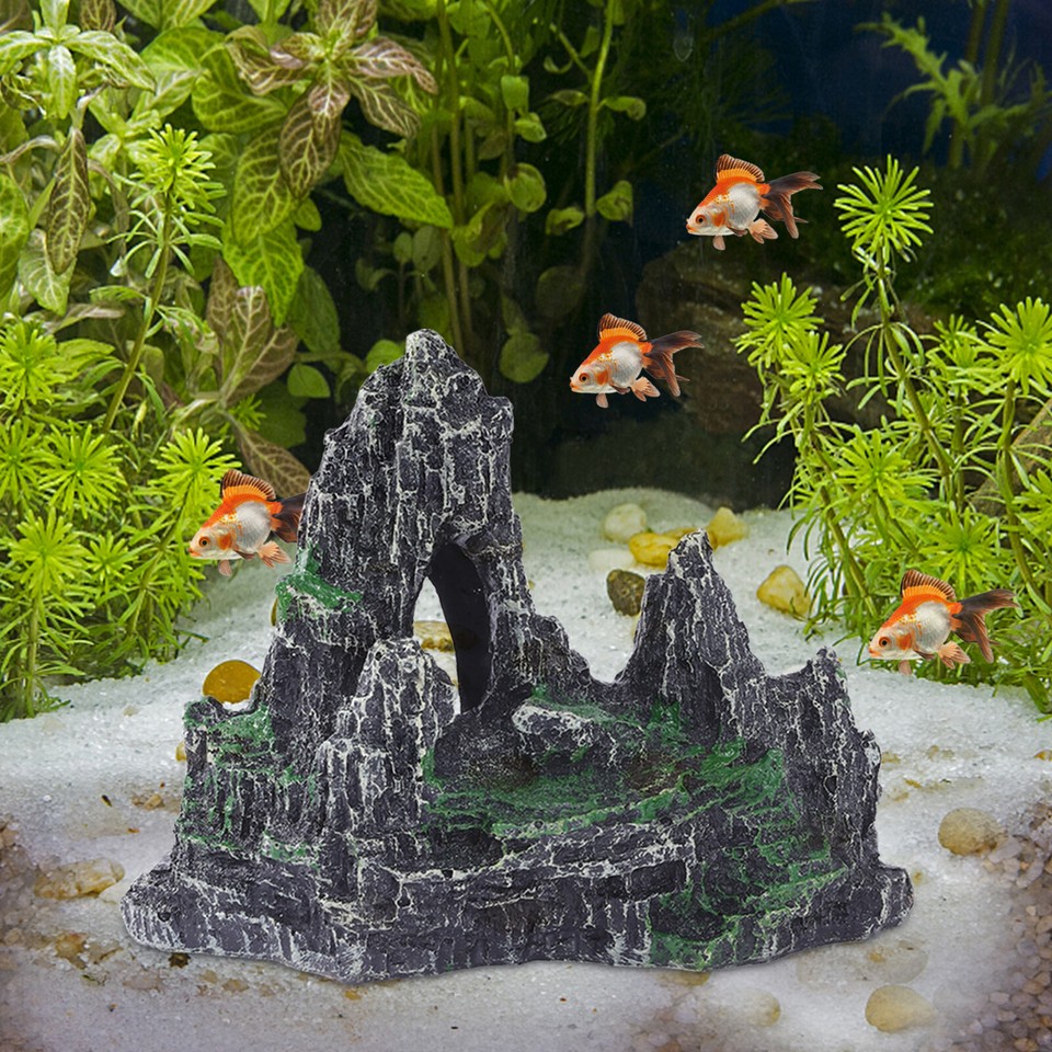Aquarium Decoration Artificial Resin Fish tank Mountain Cave Deco ...