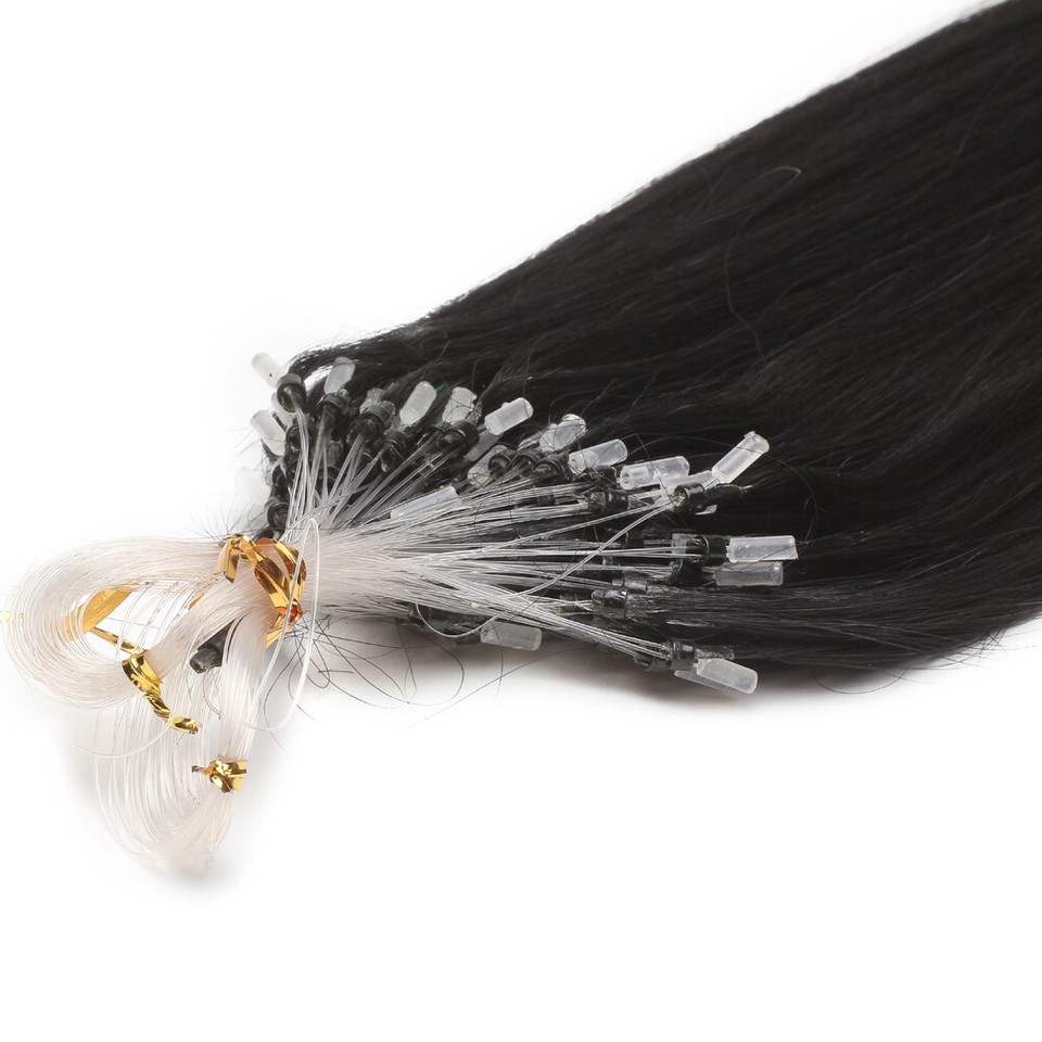 Micro Ring Loop Tip Remy Human Hair Extensions Straight Micro Beads ...