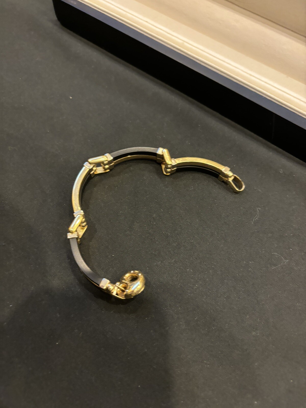 BARAKA Men’s 18k Yellow gold& rubber Bracelet 8” | eBay