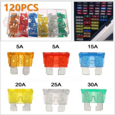 120pc Car Blade Fuse Box Assortment Fuses for Trucks RV Auto SUV Boat ...