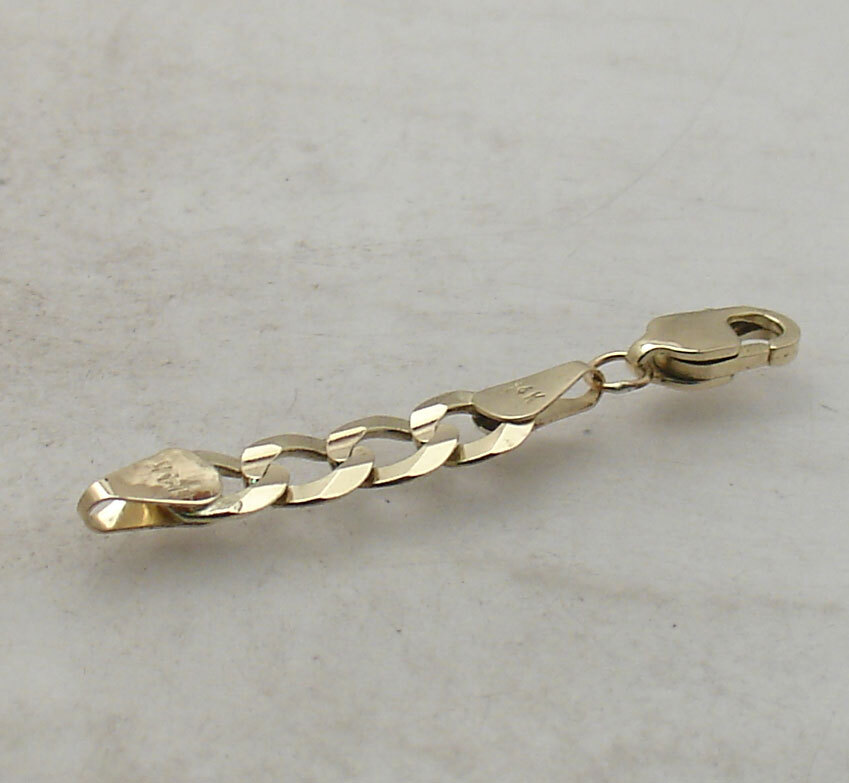 7mm Curb Cuban Link Chain Necklace Bracelet Extender REAL Solid 14K ...