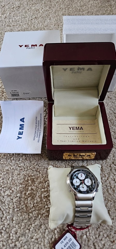 YEMA Paris Tachymeter Alarm Watch 100m Water Resistant 10atm 7T34 YE969 ...
