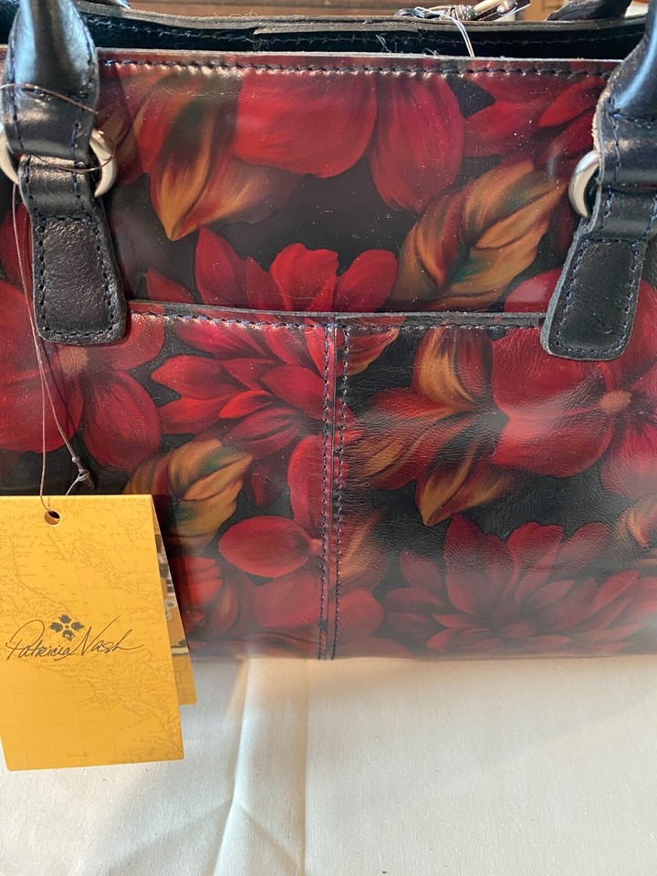 Patricia Nash English Rustic Mums Primrose leather purse satchel floral ...