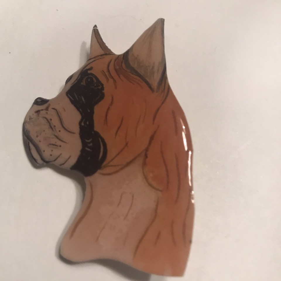 Handmade Resin Boxer Dog Brooch Pin Head Profile Hand Drawn Design ...