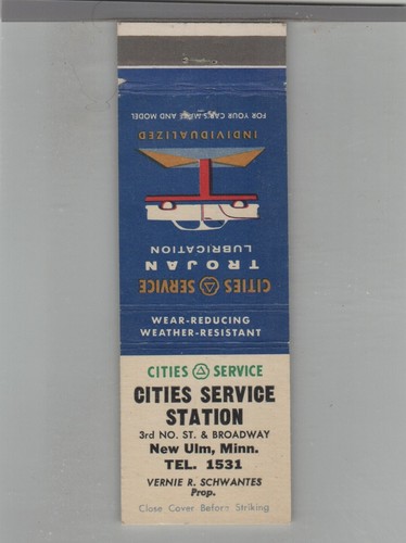 Matchbook Cover - Cities Service Gas Station New Ulm, Minnesota | eBay