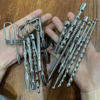 Male Stainless Steel Beads Long Urethral Plug Sounding Penis Plug Rod ...