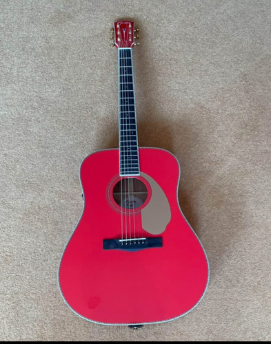 Fender Acoustic Guitar PM-1E Limited Edition Red with case | eBay UK