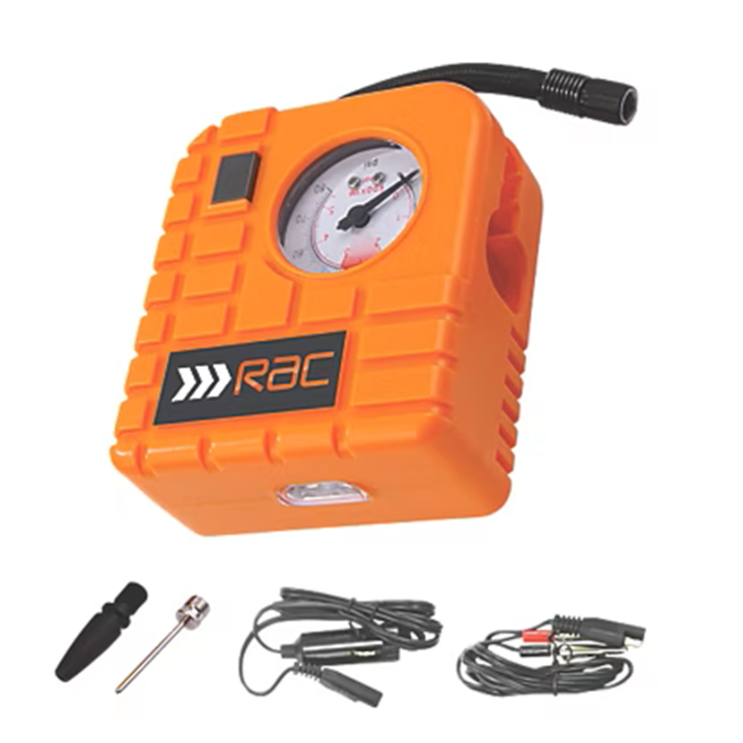 RAC Heavy Duty 12v Mini Air Compressor Car Van Bike Tyre Inflator Pump ...