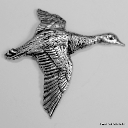 Flying Duck Mallard Pewter Brooch Pin - British Artisan Signed Badge ...