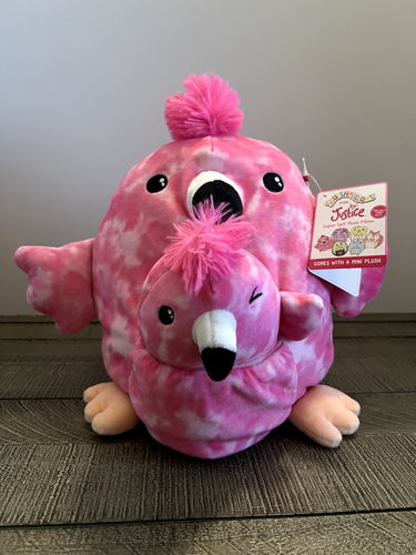 Squishmallow Dahlia The Flamingo w/Mini Baby Justice Exclusive 8 Inch ...