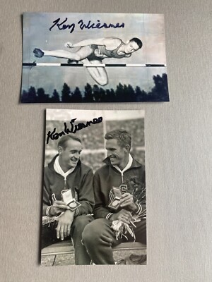 2x KEN WIESNER (†2019) Olympiasilber 1952 signed 2 Fotos 10x15 ...