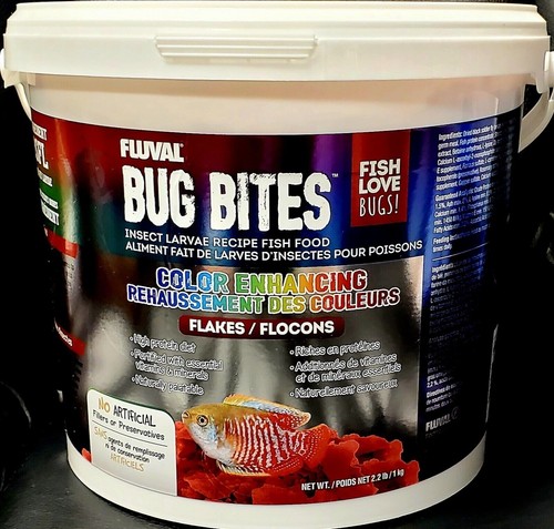 Fluval Bug Bites Color Enhancing Flakes 1 KG (2.2 lbs) Bucket A7350 Exp ...