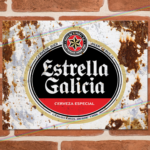 ESTRELLA GALICIA Metal Signs Mancave Pub Shed Bar Lager Beer Vintage ...