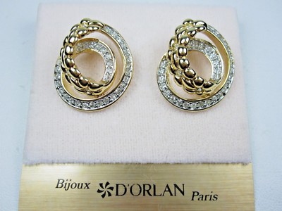 D'Orlan Gold Plated Pierced Earrings with Swarovski Crystals 1471 | eBay