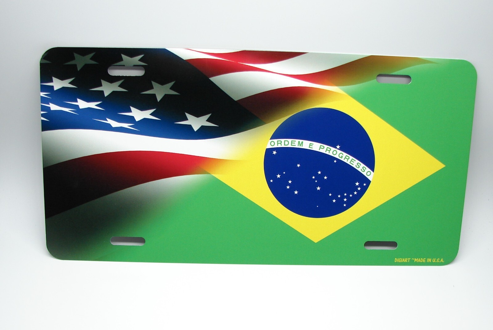 BRAZILIAN BRAZIL AMERICAN Bandeira do Brasil METAL NOVELTY CAR LICENSE ...