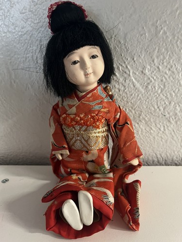 Antique 11” Japanese Doll Glass Eyes Original Dress ware - Composition ...