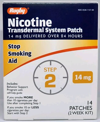 Rugby Nicotine Transdermal System Patch Step 2 , 14 mg 14 Patches New ...