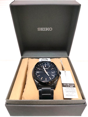 SEIKO Selection SBTM333 Total Black Watch Titanium Solar Atomic Radio ...