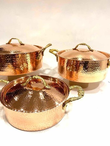 Hammered copper cooking pots, Pure copper casserole pots with lid | eBay
