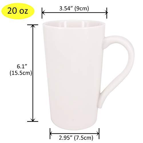 2 Pack 20 Oz Coffee Cup Simple Pure White Ceramic Cup Plain Large Tall ...