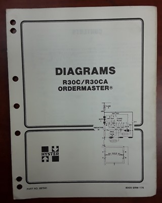 Hyster Diagrams R30C/R30CA Ordermaster 897041 Manual 8000 SRM 175 | eBay
