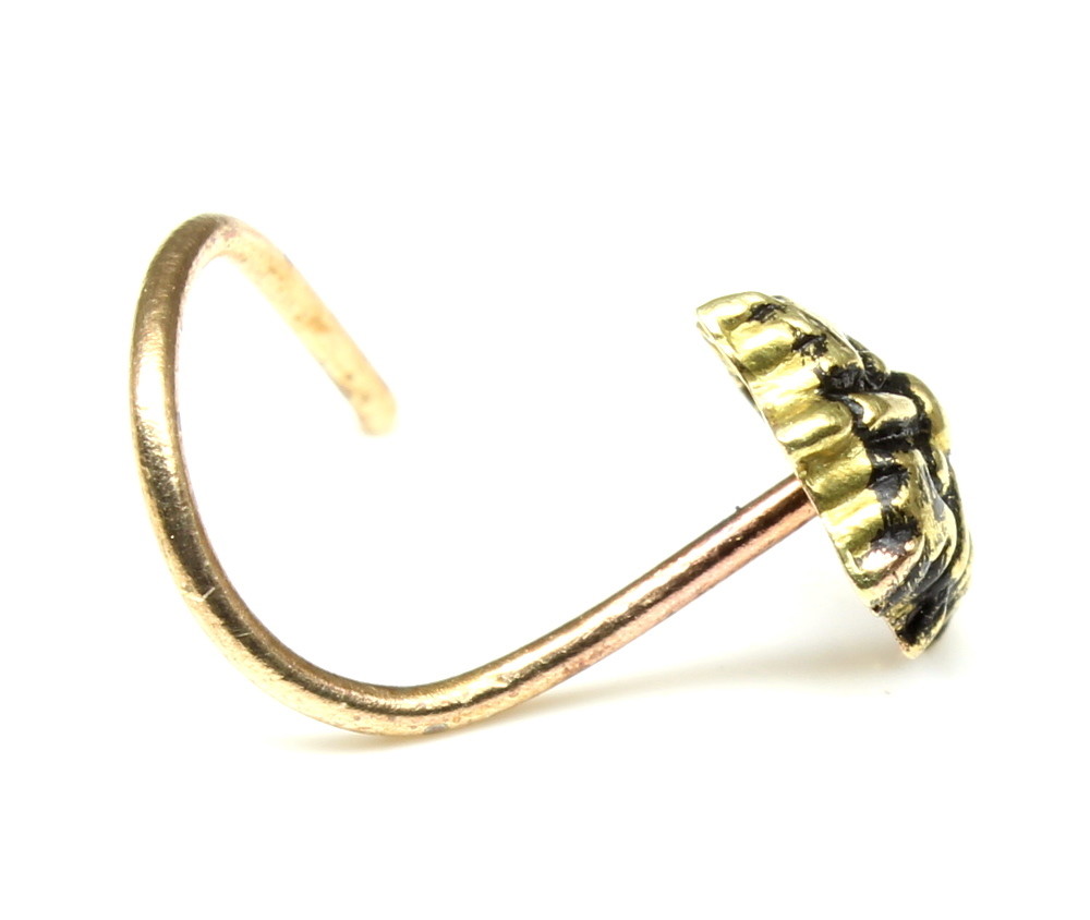 Small Square Indian Antique gold finish nose ring Twisted piercing 22g ...