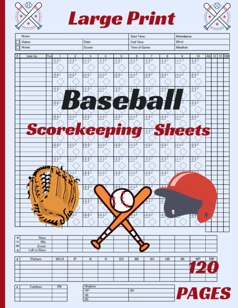 Large Print Baseball Score Sheets: Stats & Score Keeping Book With with ...