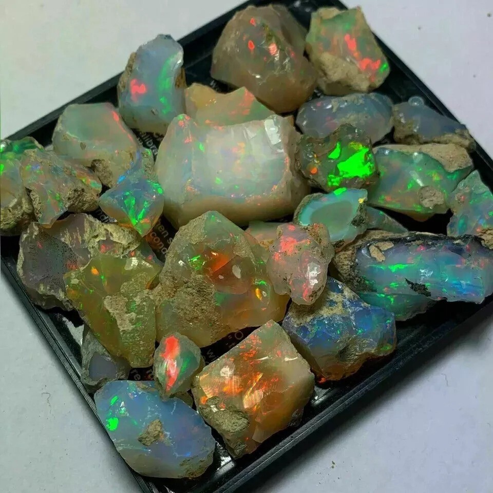 50.00Cts. Lot Natural Multi Flash Ethiopian Opal Rough Welo Fire Opal ...