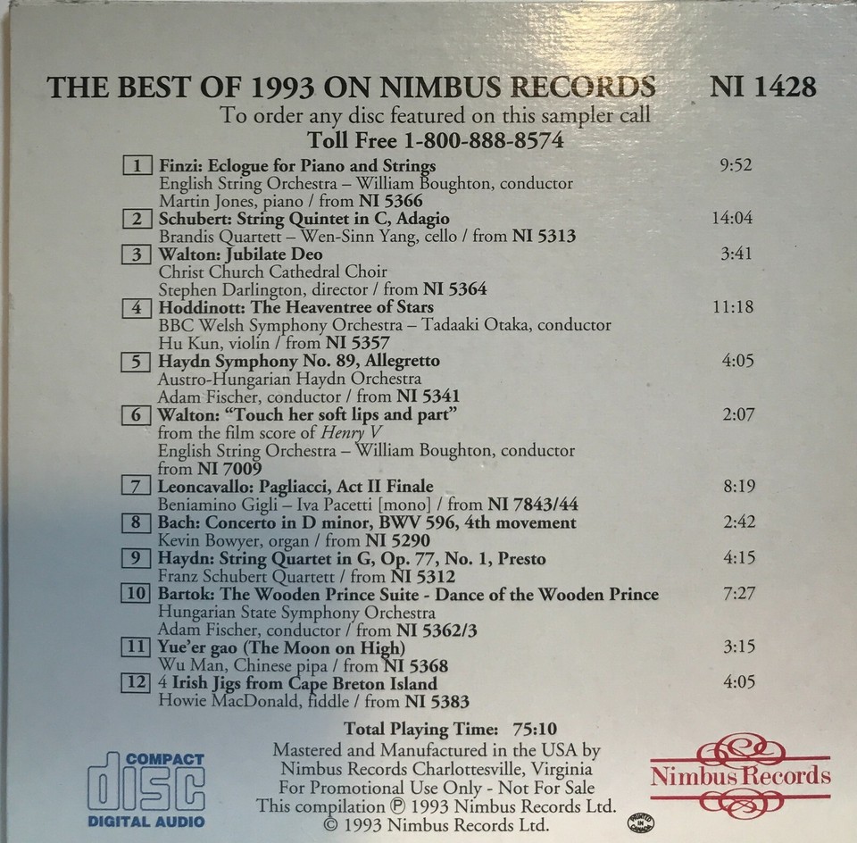 The Best Of 1993 On Nimbus Records (CD Card Sleeve) *Very Good* | eBay