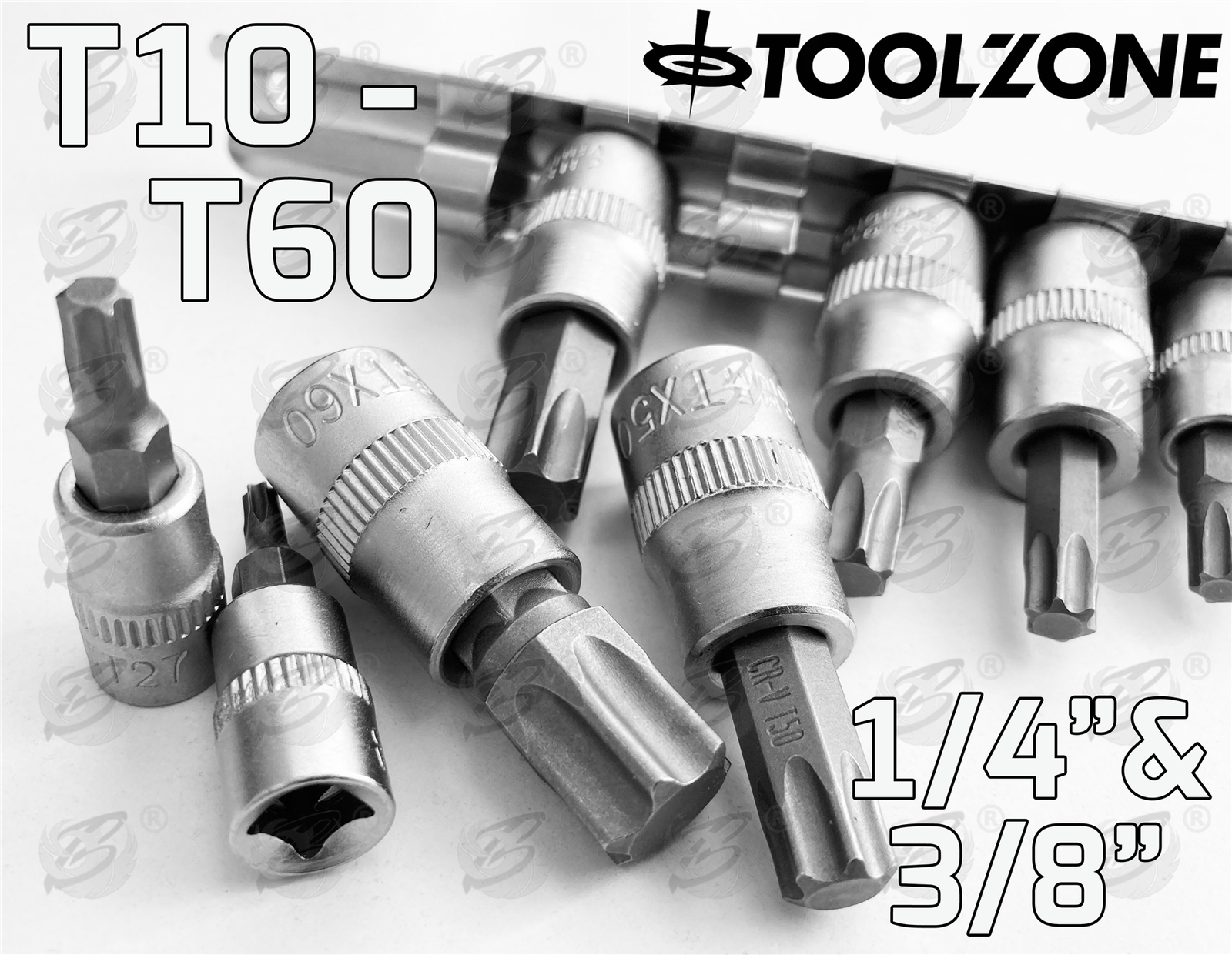 TORX BIT Socket Set 1/4" & 3/8" Drive T10 To T60 Star Bits Sockets TRX ...