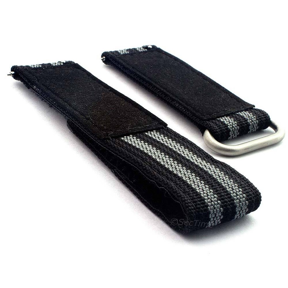 Quick Release Ribbed Nylon Hook & Loop Watch Strap Band 18 19 20 21 22 ...