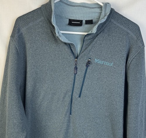 Marmot Sweater 1/4 Zip Pullover Knit Fleece Sweatshirt Gray Men’s 2XL ...
