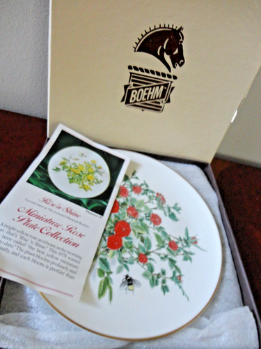 BOEHM MINIATURE ROSE COLLECTION "CUDDLES" ENGLISH BONE CHINA PLATE 8 ...