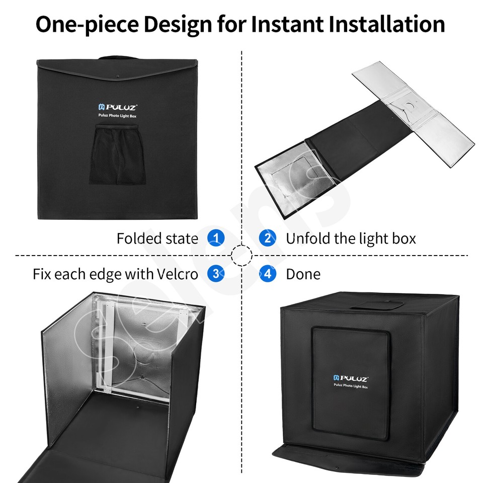 PULUZ 24" Large LED Photo Light Box Tent Folding Photography Studio 6 ...