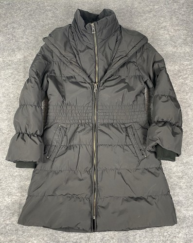 Neiman Marcus Puffer Jacket Womens S Black Hooded Double Zip Down ...