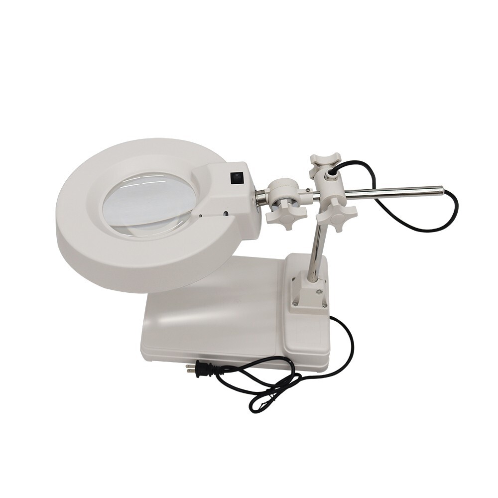 15 Time Benchtop LED Magnifier Cross Holder Magnifying White Glass Lens ...