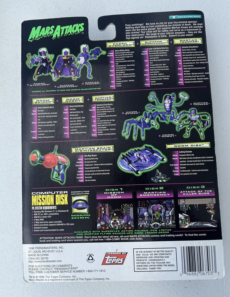 Trendmasters 1996 Mars Attacks Doom Robot Superflex Action Figure, NIB ...