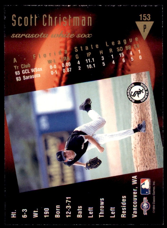 1994 Classic Best Gold Scott Christman Sarasota White Sox #153 1101 | eBay