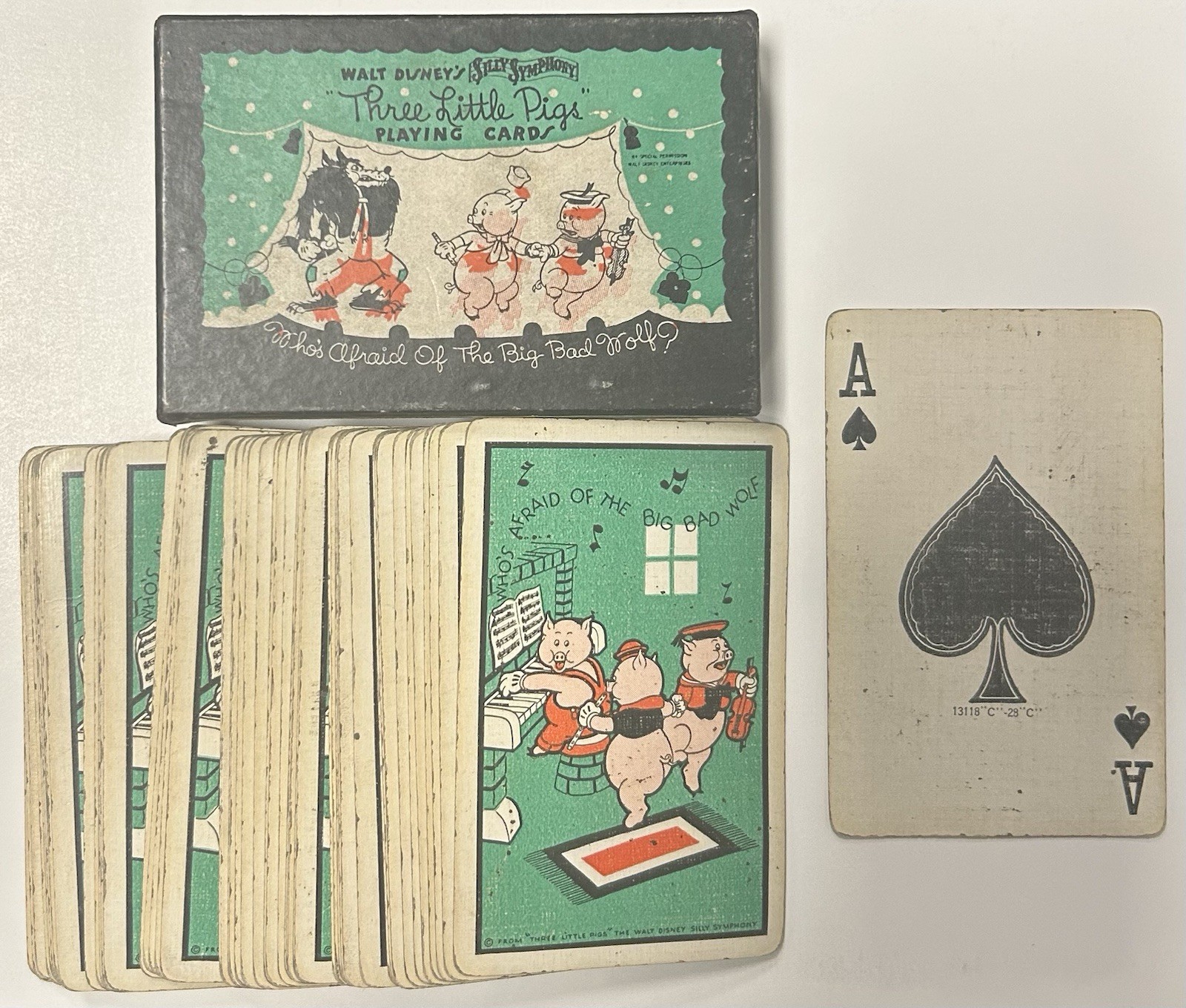 1930s Disney Silly Symphony Three Little Pigs Playing Cards w/ Original ...