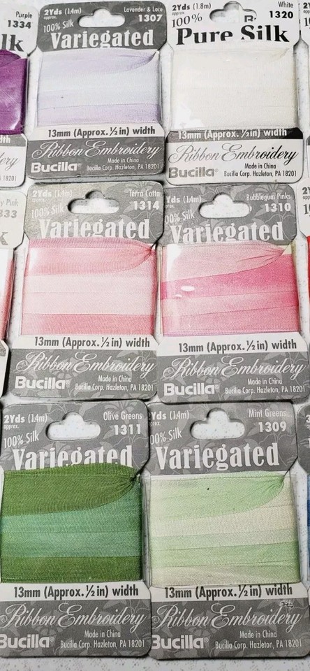 25 Bucilla Pure Silk Embroidery Ribbon 25 Different Colors Solid ...