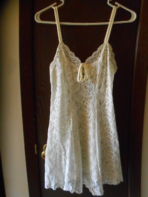 WOMEN'S DELICATES SLEEVELESS IVORY LACY SHEER NEGLIGEE SIZE S | eBay