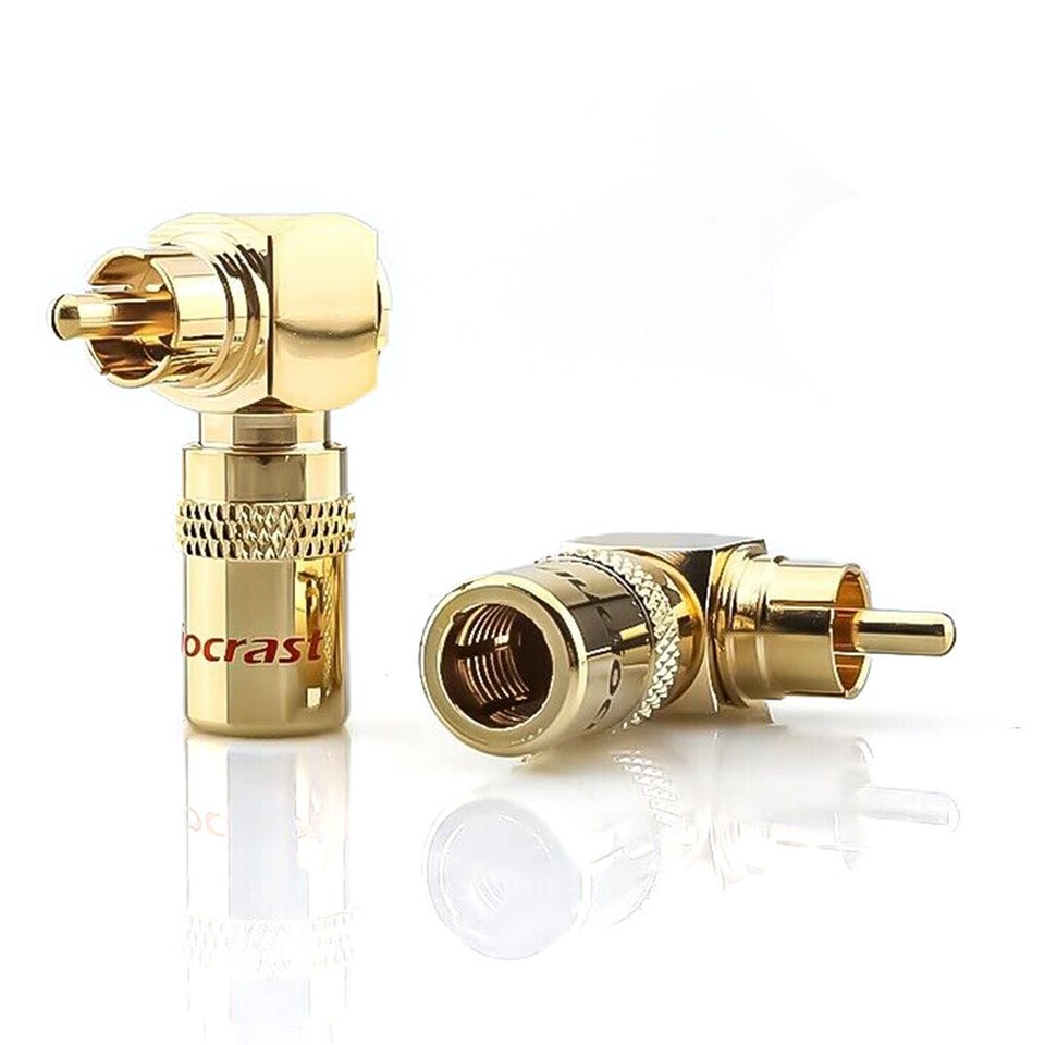 Right Angled 24K Gold Plated RCA Plug Male Connector for HiFi Audio ...