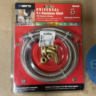 Watts Universal Dishwasher Connector Kit 366936 Stainless Steel 5' NEW ...