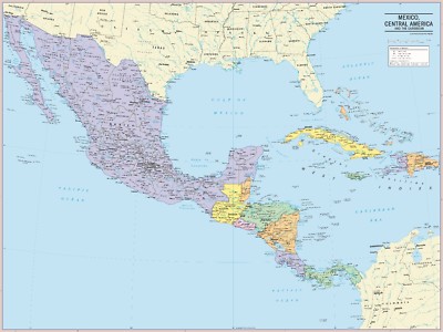 Cool Owl Maps Mexico, Central America & Caribbean Wall Map - Paper 32 ...
