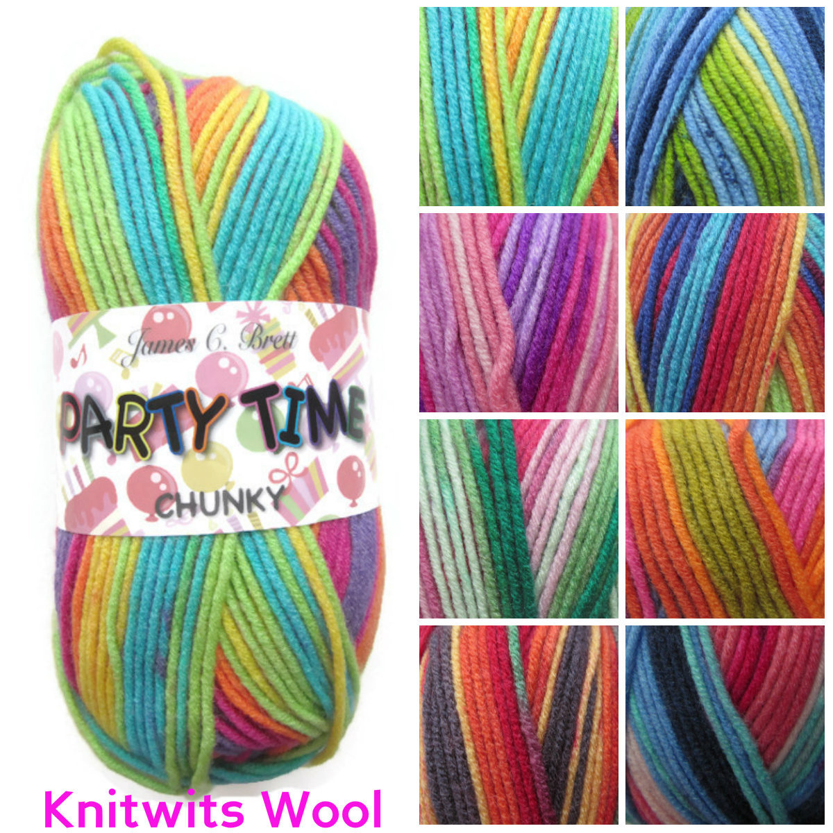 100g James C Brett Party Time Chunky Knitting Yarn - Fun & Vibrant ...