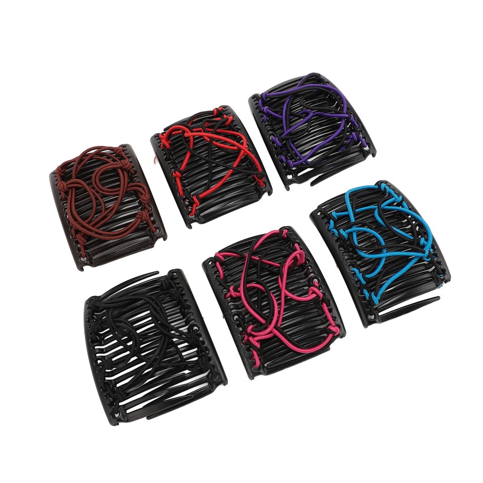 6 Pack Elastic Magic Hair Comb Vintage Stretchy Double Comb Hair Forks ...